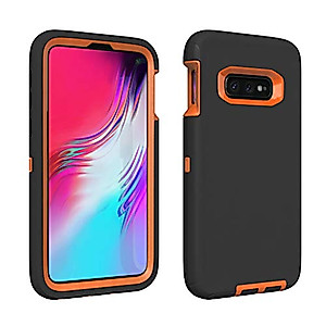 ToughBox Galaxy S10E Case, [Armor Series] [Shock Proof] [Black | Orange] for Samsung Galaxy S10E Case [Comes with Holster & Belt Clip] [Fits OtterBox Defender Series Belt Clip for S 10E Phone Cover]