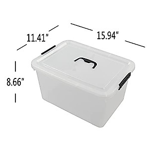 Ortodayes 18 Liter Clear Plastic Box with Lid, 4-pack Clear Storage Bins
