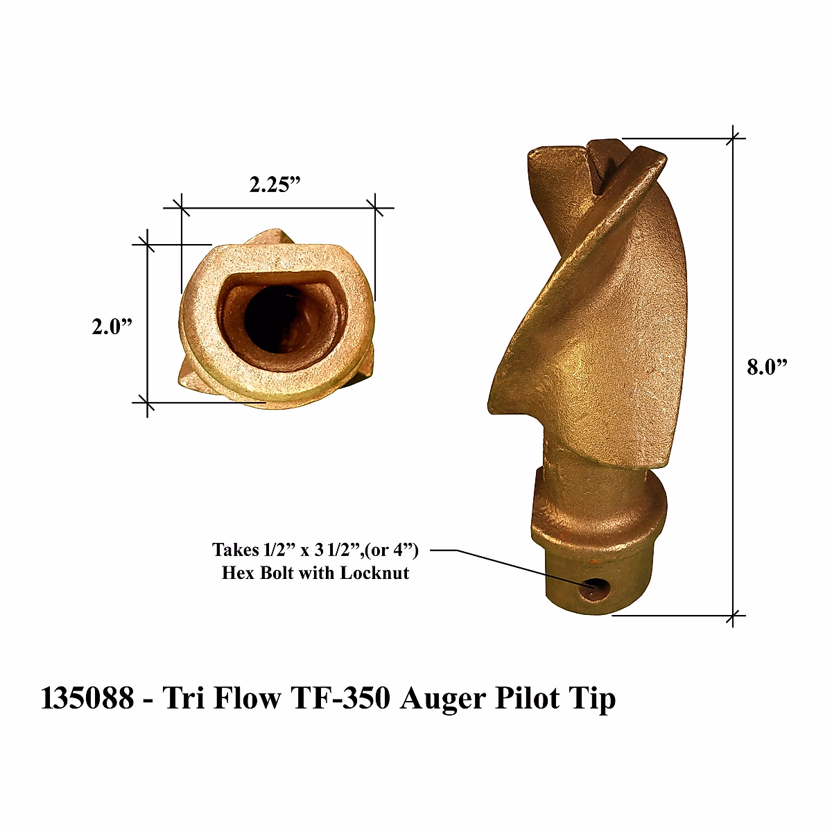 Pengo Tri Flow TF-350 Auger Pilot Tip. fits PTO Agressor, Tri Max, and Various Augers, 135088 (2)