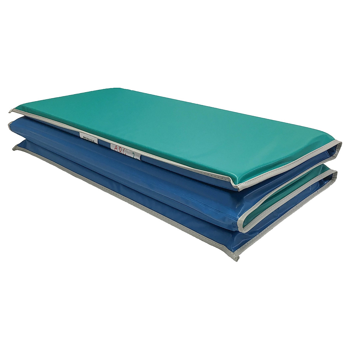 KinderMat, Heavy-Duty 1" Thick Rest Mat, 4-Section Rest Mat, 48" x 24" x 1", Blue/Teal with Grey Binding, Great for School, Daycare, Travel, and Home, Made in The USA