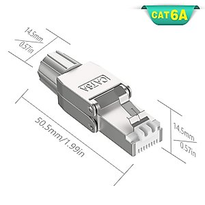 VCELINK RJ45 Cat6A Connectors Tool-Free Reusable Shielded Ethernet Termination Plugs for 23AWG SFTP UTP Cable, 10G Easy Internet Plug, Fast Field Installation 4 Pack