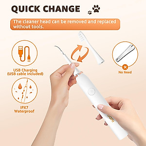 LOOBANI Dog Teeth Cleaning Kit, Rechargeable Sonic Electric, White, Includes Tooth Scraper, 2 Replaceable Heads, Silicone Finger Toothbrush, USB Cable