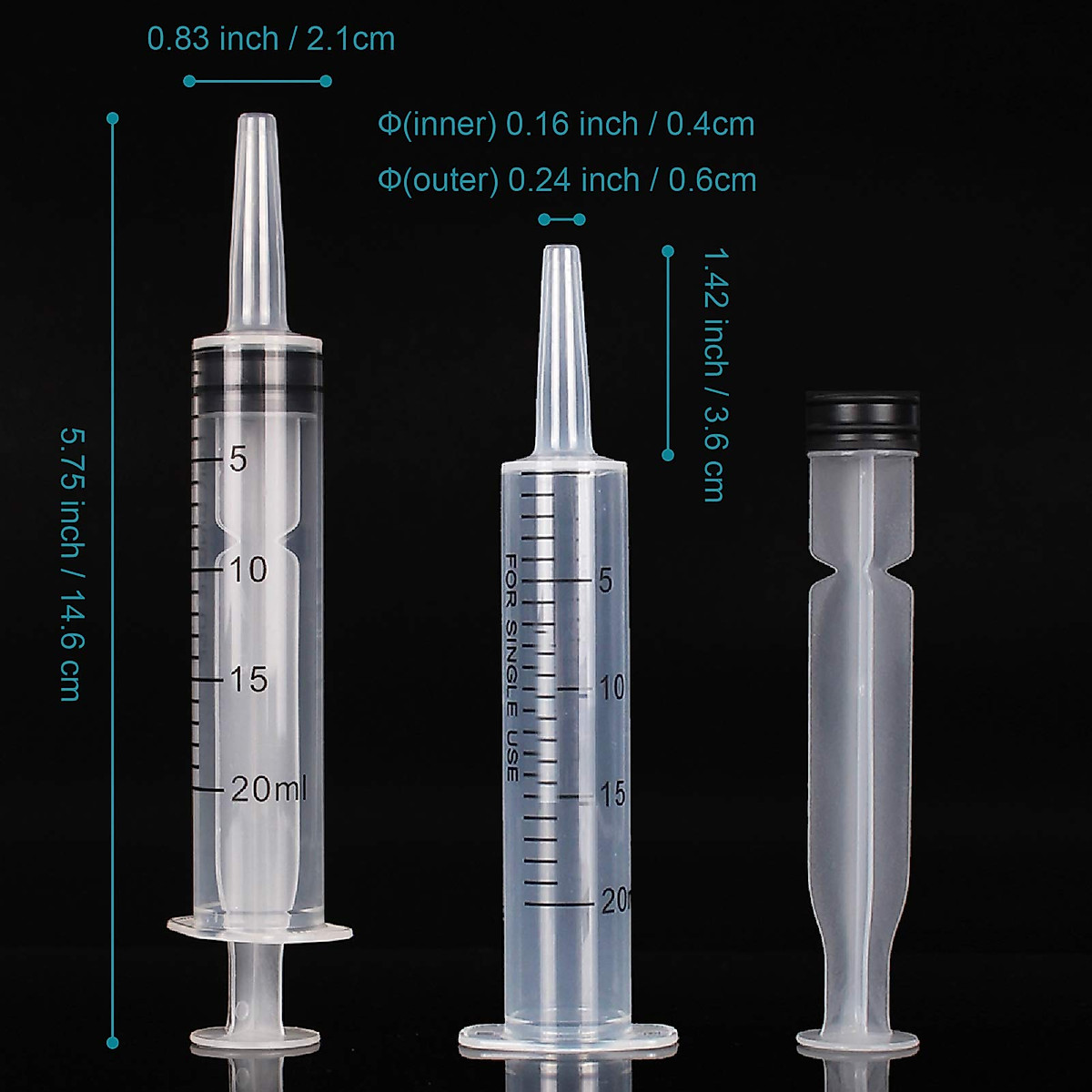 60ml + 20ml Syringe for Liquid set - Syringes without Needle - 20 ml Sterile Packed Plastic Syringe with Dropper for Medicine Student Lab Measuring Liquids and Pet Feeding Oral , Jello Shot ( 6 Pack )