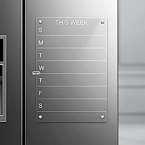 Magnetic Notepad - Acrylic Clear Weekly Meal Planner Board Resuable Dry Erase Board Week Calendar Refrigerator(Magnet)