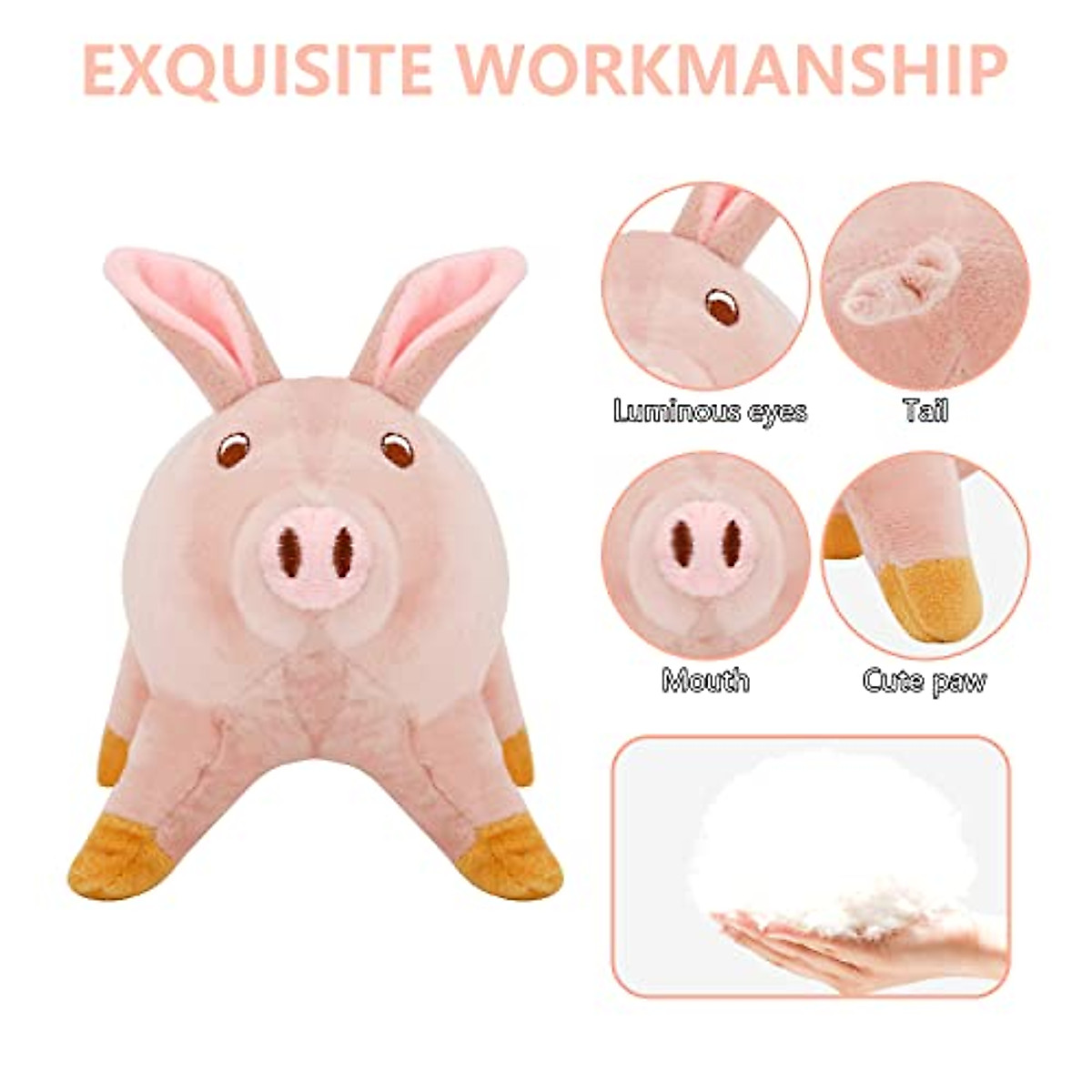 Sengocis Stuffed Animal Piggy - Piglet Plush Toy - 9.8 Inches Length