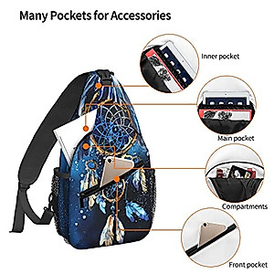 Dujiea Crossbody Backpack For Men Women Sling Bag, Dream Catcher With Eagle Chest Bag Shoulder Bag Lightweight One Strap Backpack Multipurpose Travel Hiking Daypack