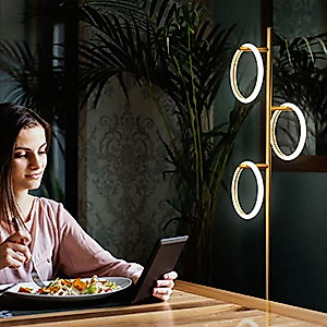 Brightech Saturn Floor Lamp, Great Living Room Decor, Tall Tree Lamp for Offices, Contemporary Lamp for Living Rooms, Standing Lamp with 3 LED Lights for Bedroom Reading - Gold/Brass