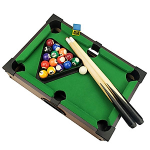 Benfu Mini Table Billiards Game, Home and Office Desktop Billiards Game, Including Pool Table 15 Colorful Balls, 1 Cue Ball, 2 Billiard Sticks, 1 Chalk Triangle Cube (14inches)