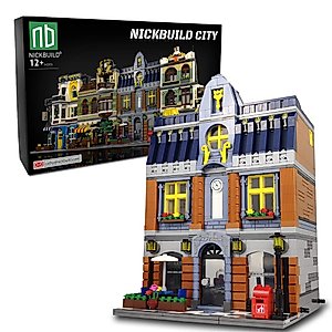 Nickbuild Street Hill Pub MOC Building Blocks Toy, Towns Series Kits, Collectible Play Model Set and Building City Toys for Kids and Teens (1367 PCS)