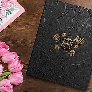 BCIBhucy Happy Birthday Signature Book, Black Gold Creative Birthday Guest Book, Birthday Signing Card Board Party Supplies, Large Birthday Guest Book 12" x 18" Birthday Decorations for Men Women