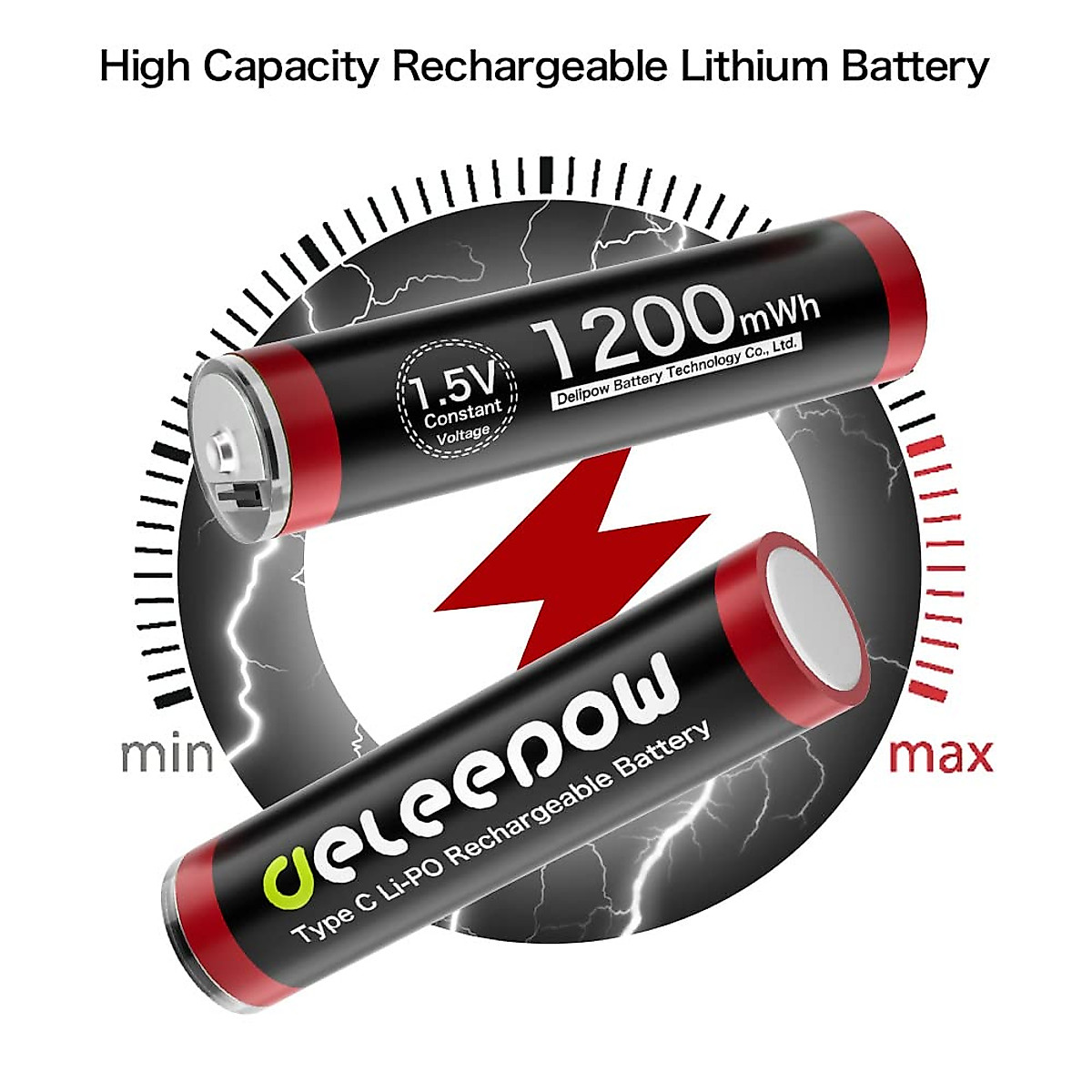Deleepow USB Rechargeable AAA Batteries 4 Pack, USB C Rechargeable Triple A Lithium Batteries, 1200mWh 1.5V with 2-in-1 Charging Cable, 1 Hour Fast Charging AAA Rechargeable Battery
