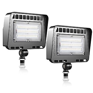 Lightdot 2Pack 70W LED Flood Light Outdoor with Knuckle, 100-277V【Driver Equipped, 5 Years Warranty】 IP65 Waterproof 10500LM, 5000K Daylight [Eqv. to 280W HPS/WH] Dusk to Dawn Photocell Sensor-Brown