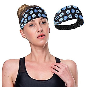 Unisex Workout Headbands Evil-Eye-Blue-Black Elastic Yoga Sweatband Stretchy Sports Hairband