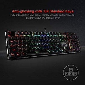 Redragon K556 RGB LED Backlit Wired Mechanical Gaming Keyboard, 104 Keys Hot-Swap Mechanical Keyboard w/Aluminum Base, Upgraded Socket and Noise Absorbing Foams, Soft Tactile Brown Switch