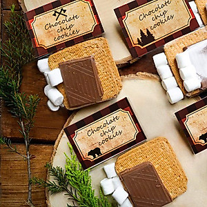 BCHOCKS Lumberjack Party Place Cards - Lumberjack Buffalo Plaid Food Tents and Food Labels Decorations, Woodland Baby Shower Party Supplies