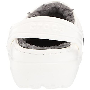 Crocs Kids' Classic Lined Clog Slippers, White, 4 Big Kid