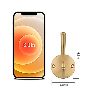 ZUONAI Gold Hooks 2 Pack Heavy Duty Brass Wall Gold Coat Hook Decorative Metal Hooks for Hanging Coats and Hat Hooks Towel Hooks for Bathrooms Clothing Hooks for Bedroom Key Hanger Double Hooks