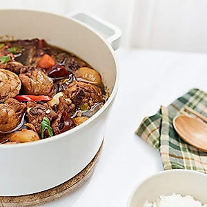 NEOFLAM FIKA Stock Pot for Stovetops and Induction | Glass Lid with Wood Knob | Made in Korea (9.5" / 4.0qt)