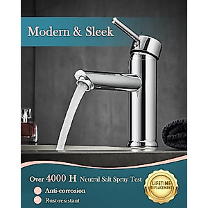 KUZOR Bathroom Faucets 1 or 3 Hole Single Handle Bathroom Sink Faucet Solid Brass Chrome Bathroom Faucet with Optional Deck Plate 4 Inch Centerset Pop Up Drain and Water Supply Hoses Included