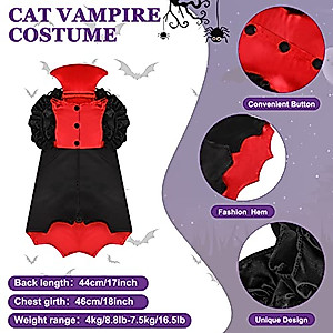 4 Pcs Halloween Pet Costume Set, Funny Vampire Cape Cloak Devil's Horn Headband Bat Wings with Bell Vampire Costume for Cat and Small Dogs, Cat Outfit Clothes for Halloween Party Pet Cosplay (Large)