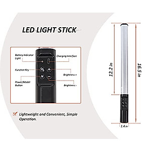 RGB Handheld LED Photography Light Wand ,9-Color Video Light Stick, Tripod Photography Kit, Built-in Rechargeable Battery, 1000 Lumens Adjustable 3200K-5600K