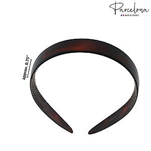 Parcelona French Wide 3/4" Shell Brown and Black Celluloid Set of 2 Headbands for Women