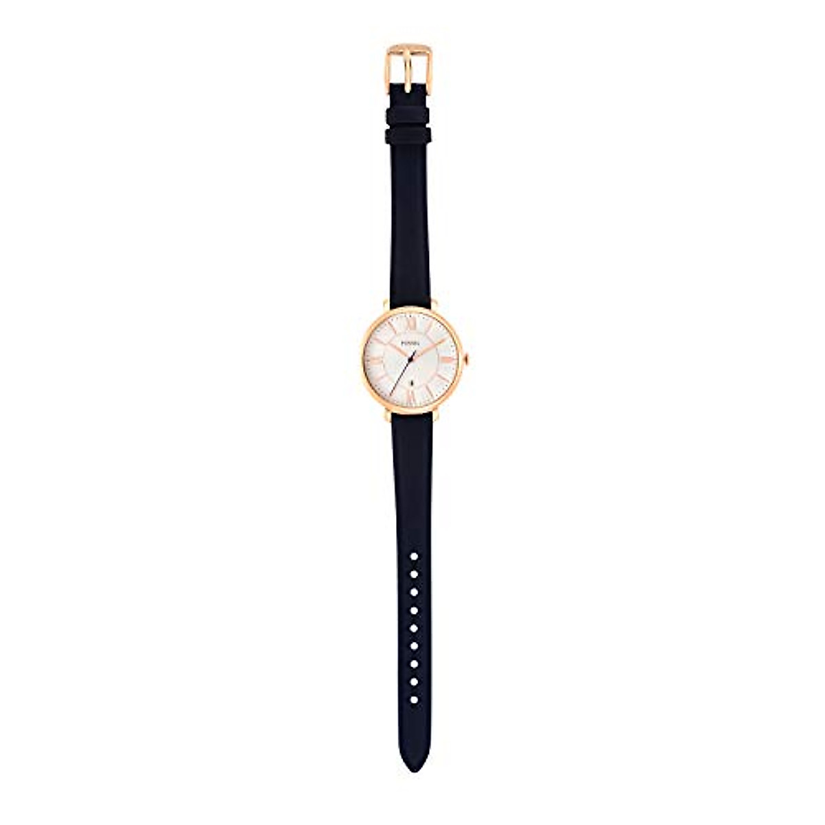Fossil Women's Jacqueline Quartz Stainless Steel and Leather Watch, Color: Rose Gold, Navy (Model: ES3843)