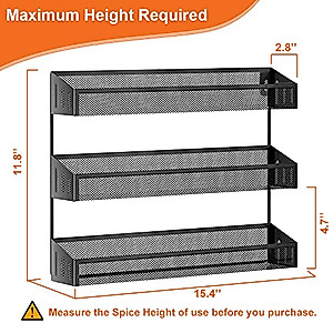 Kufutee 2 Pack Spice Rack Organizer, 3 Tier Wall Mounted Storage Rack Hanging Shelf for Kitchen Cabinet Cupboard Pantry Door Bathroom Shower Cosmetic,Black