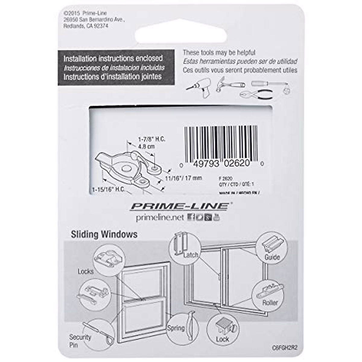 Prime-Line F 2620 Spring Cam Action Window Sash Lock, White, Pack of 36