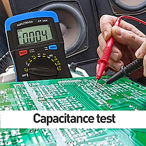 Digital Multimeter AP-36K 4000 Counts multimeter for Voltmeter Ammeter Ohmmeter with Test Leads Data Hold and Backlight LCD for DC/AC Resistance Diodes Transistor Buzzer Continuity