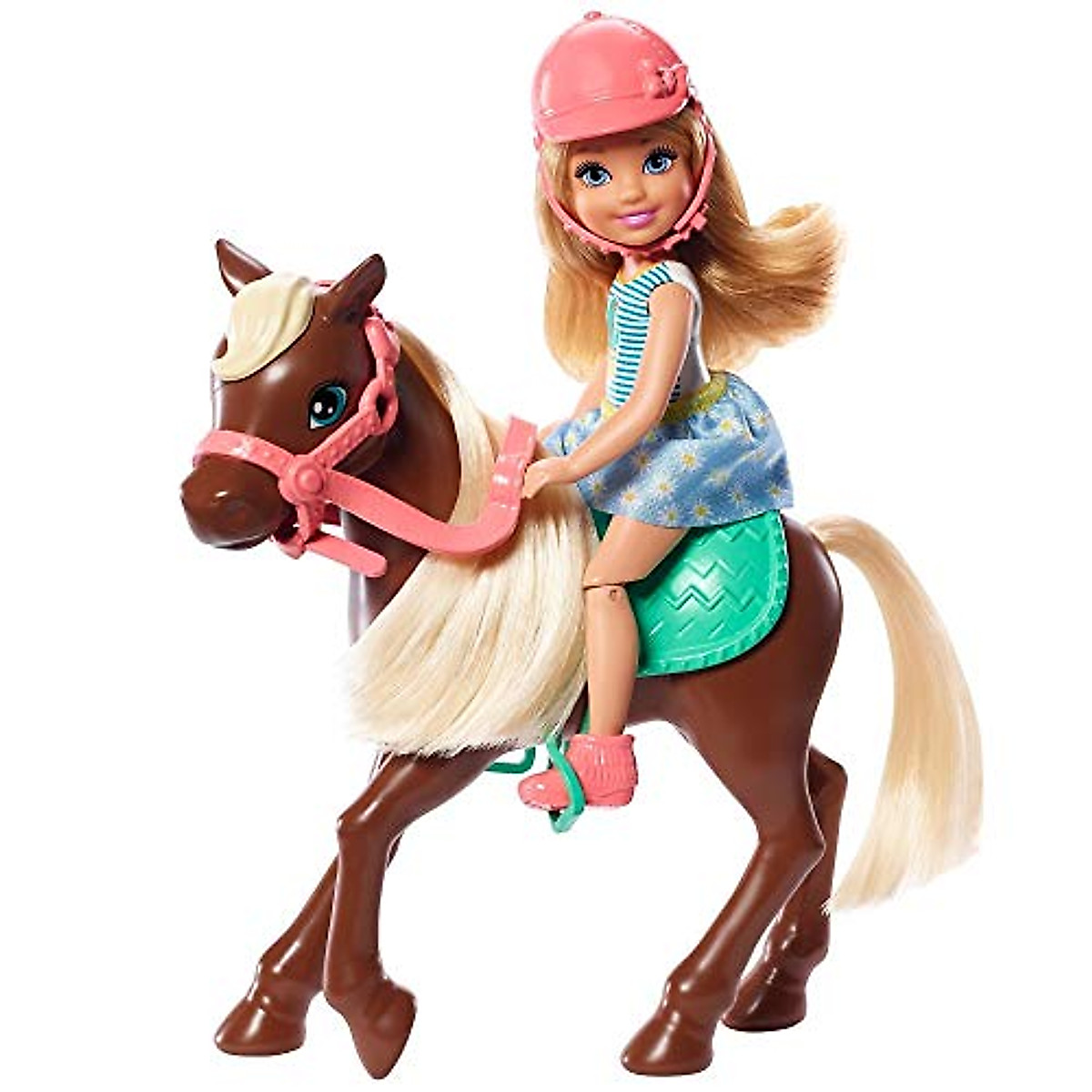 Barbie Club Chelsea Doll & Horse Set, Blonde Small Doll in Removable Skirt, Brown Pony with Blonde Mane & Accessories