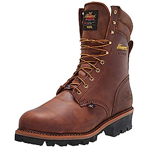 Thorogood Logger Series 9” Waterproof Insulated Steel Toe Work Boots for Men - Premium Leather with 400g Thinsulate and Vibram Slip-Resistant Heel Outsole, Trail Crazyhorse - 9.5 XW US