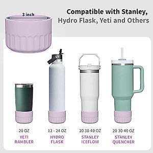 Silicone Bottle Boot Sleeve for Stanley Cup Accessories Tumbler Quencher & Ice Flow 40 30 20 oz, Hydroflask 12-24 oz, Owala and Simple Modern, Boot Cover Fit Water Bottle Bottom Width of 2.8"-3"