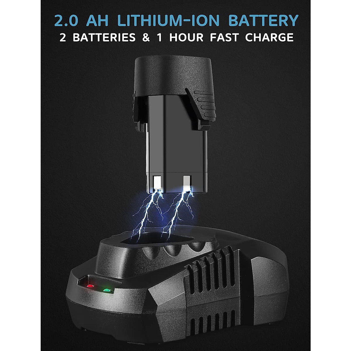 S-LONG Extended Cordless Ratchet Wrench Set, 3/8" 400 RPM 12V Power Electric Ratchet Driver with 12 Sockets, Two 2000mAh Lithium-Ion Batteries and 60-Min Fast Charge