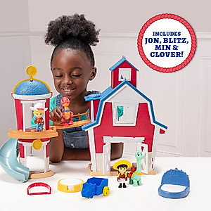 Dino Ranch Clubhouse,Large 12-Inch Playset with Lights & Sound,Features Silo with Slide,Bridge,Extendable Room,2 Dino Ranchers,2 Dinos - Toys for Kids - Amazon Exclusive