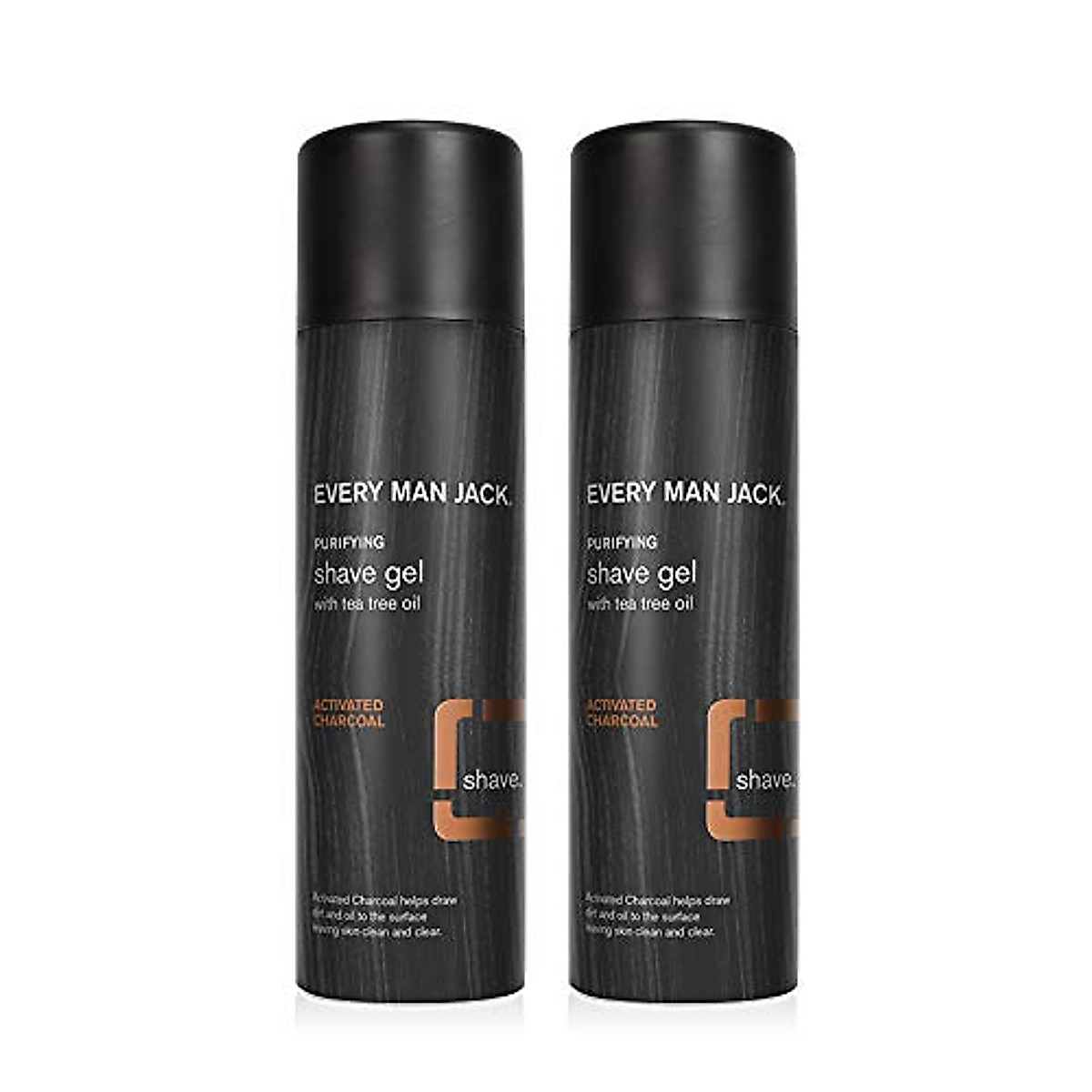 Every Man Jack Activated Charcoal Shave Gel for Men - Soften and Prep Skin and Beard for a Deep Clean and Close, Comfortable Shave with Tea Tree Oil, and Aloe - 6.7-ounce - Twin Pack