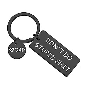 WUSUANED Don't Do Stupid Keychain Love Mom Dad Jewelry Gifts Sarcasm Gifts Reminder Gifts Funny Keychain For Family Daughter Son