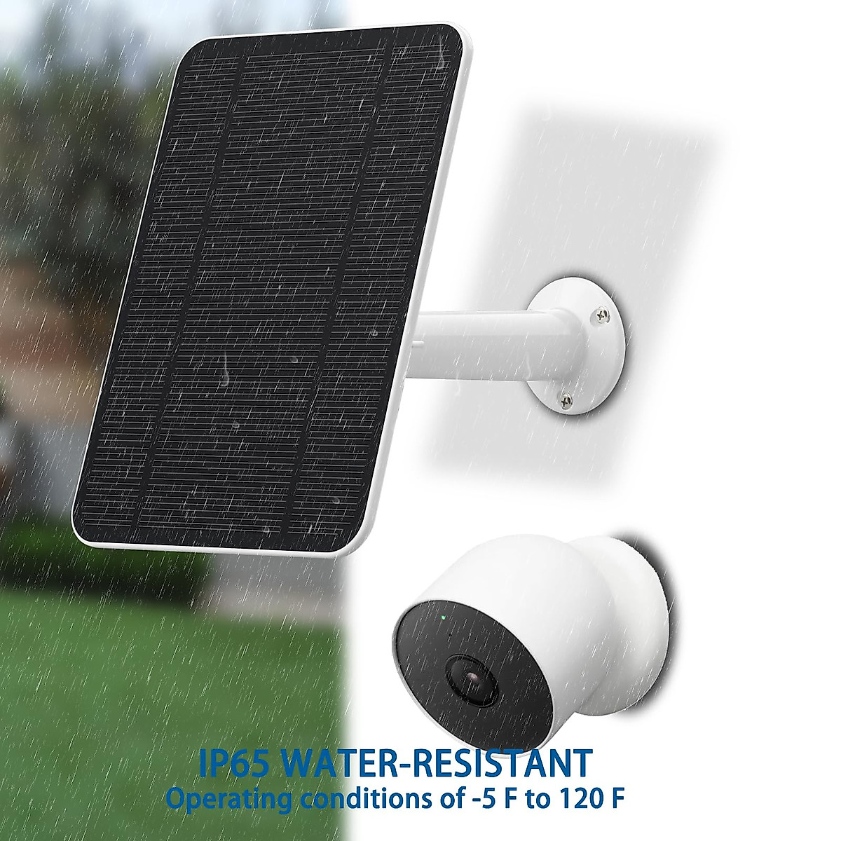 Solar Panel Compatible with Google Nest Cam Outdoor or Indoor(Battery)-2nd Generation,Includes Secure Wall Mount, IP65 Weatherproof,13.1ft Power Cable (2)