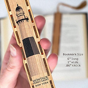 Lighthouse Montauk Point Handmade Wooden Bookmark with Tassel - Made in USA - Also Available Personalized