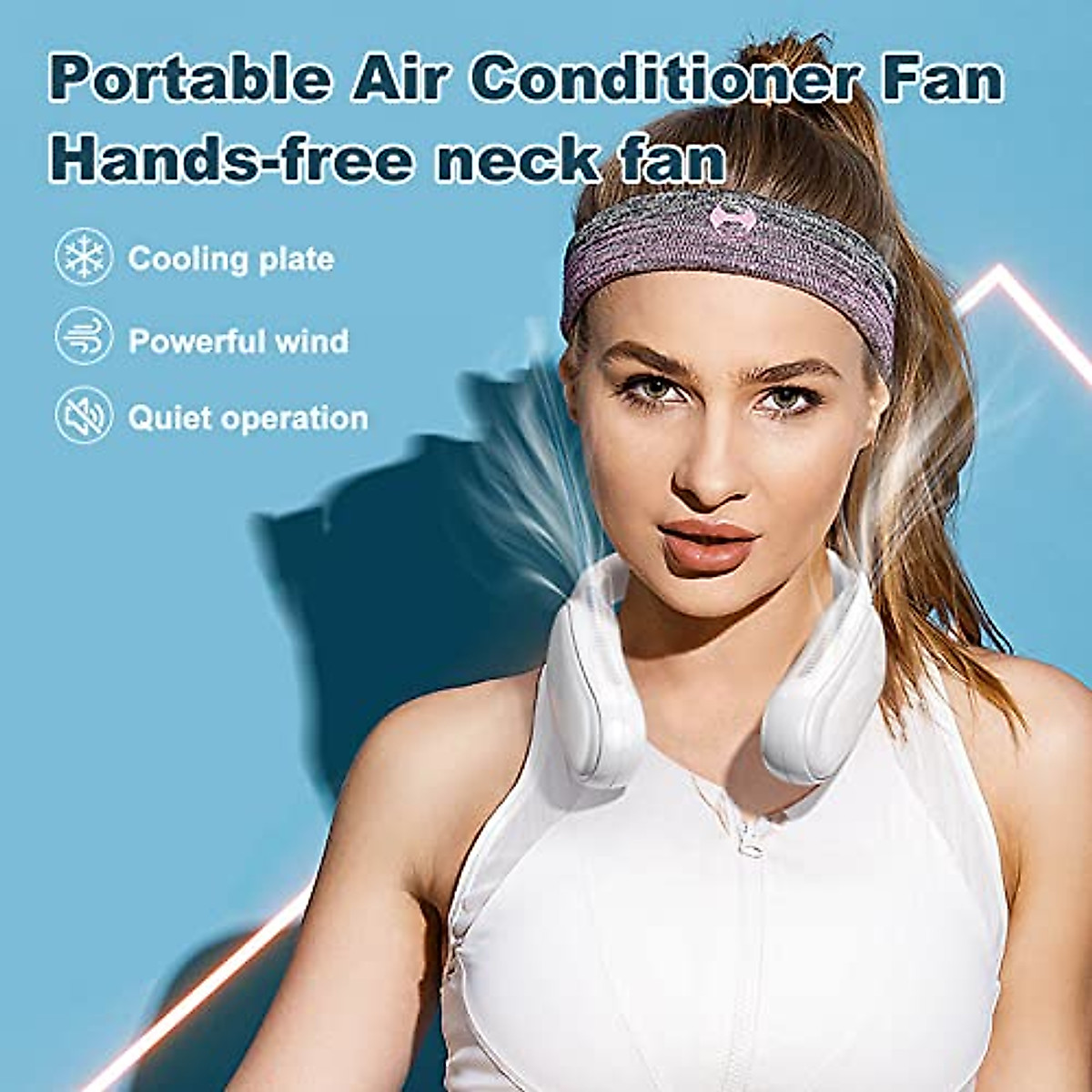 NORMIA RITA 2023 Portable Bladeless Neck Fan with Cooling Chip, Wearable Air Conditioner Fan Quiet Hands-free Personal Fan 4000mAh Rechargeable Small Cooling Fan, Fast Cool Down 50℉-60℉