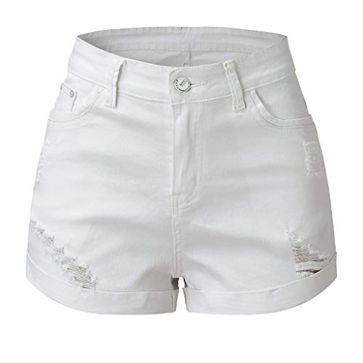 New Low Waisted Mini Shorts ,THENLIAN Women Washed Ripped Hole Short Jeans Denim Pants Shorts(XXL, White)