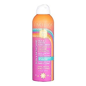 Pacifica Beauty, Sea & C Mineral Combo Sunscreen SPF 30, Vitamin C + Marine Extracts, Broad Spectrum UVA/UVB Protection, Non-Aerosol, Suncare + Skincare, Water Resistant, Vegan