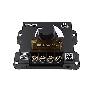 ihreesy DC 12V-24V 30A LED Dimmer,LED Light Strip Dimmer Single Channel Lighting Dimming Controller Single Color Light Ribbon LED Lighting Dimmers
