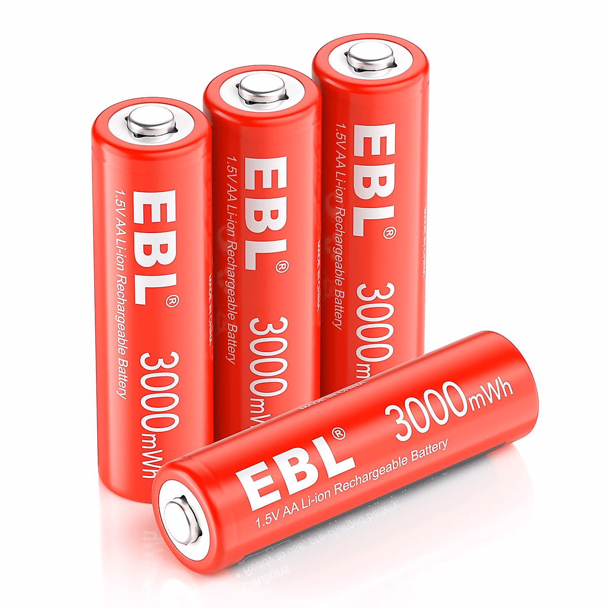 EBL Rechargeable AA Batteries, 4 Pack AA Lithium Batteries 1.5V 3000mWh High Capacity Double A Battery