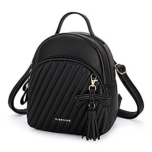Missnine Mini Backpack for Women Cute Small Backpack Purse Girls PU Leather Tassel Bookbag Designer Satchel Bags