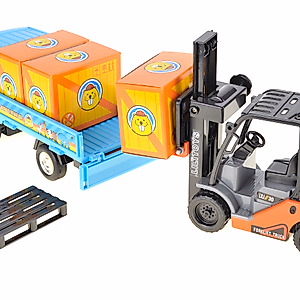 PowerTRC Forklift & Truck Play Set Friction Powered | Warehouse,Construction Pretend Toy Set, Toddler Cars Trucks | Gifts Toy Boys Ages 3-5,6,7,8,9+