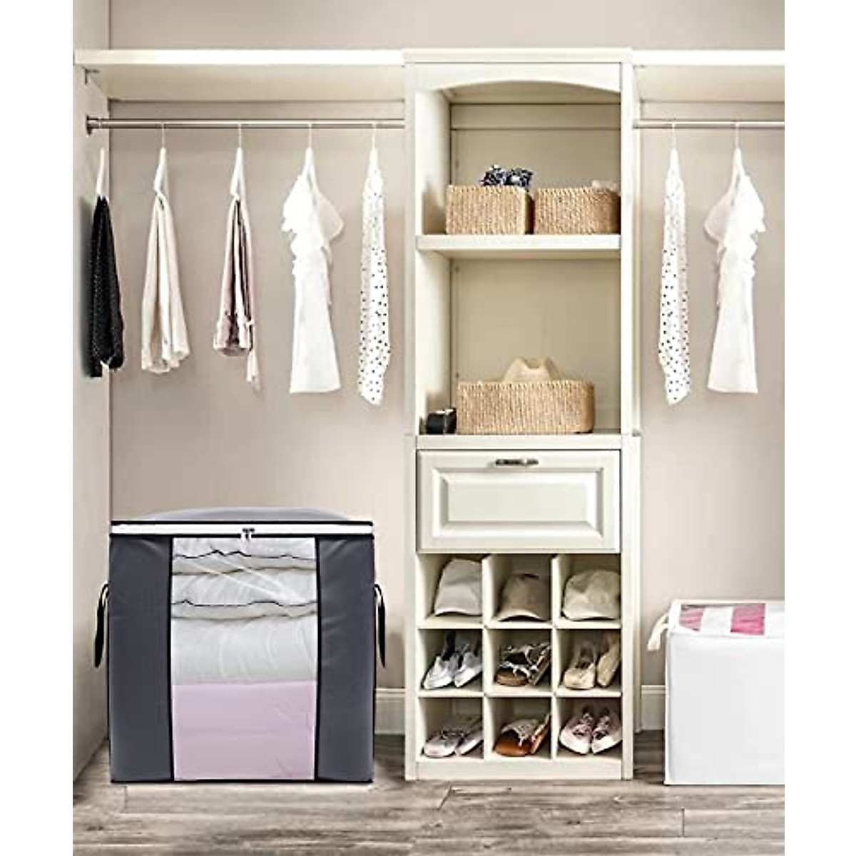 SLEEPING LAMB120L 1Pack Large Storage Bag Organizer Bundle 100L 3Packs Comforter Storage Bag for Closet