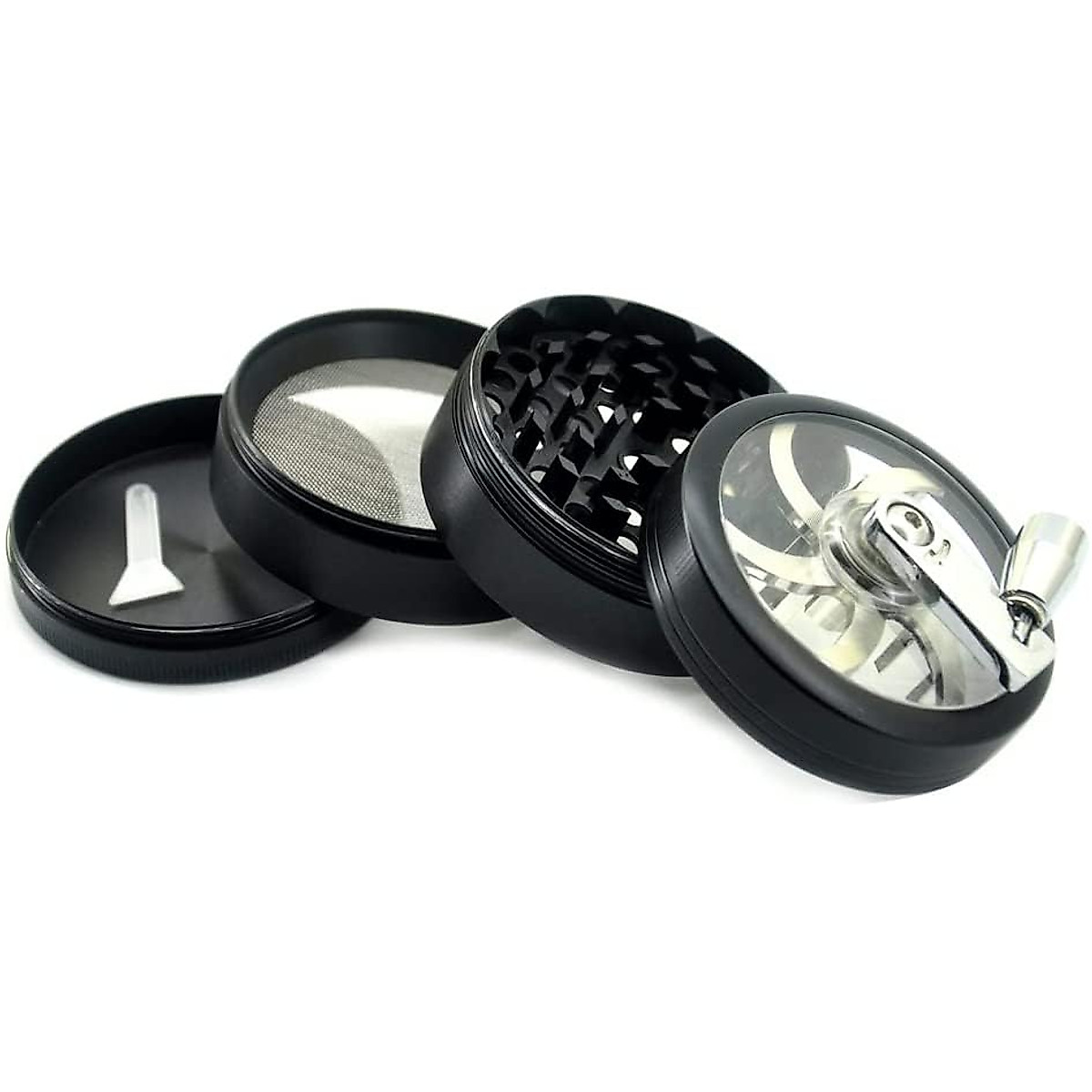 Herb Grinder, 2.5 inch 4 Layers with Zinc Alloy Manual Handle Grinder Kitchen Spice Grinder