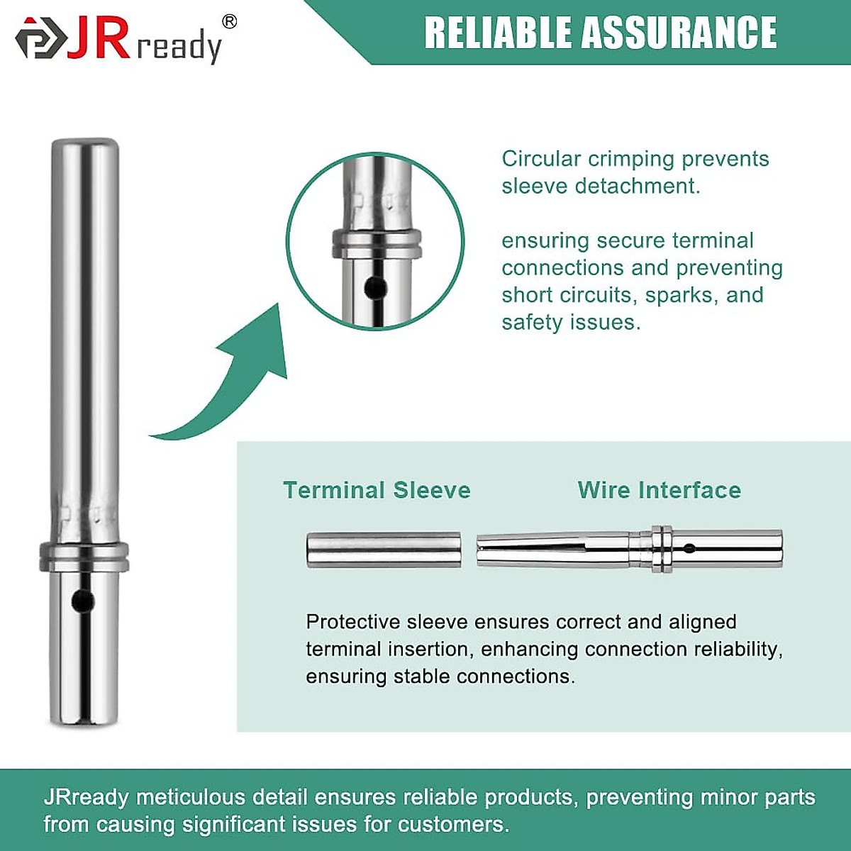 JRready Deutsch Connector Pins and Sockets Solid Contacts Size 20 - ST6282 20Pair Male Pins 0460-202-20141/ Female Pins 0462-201-20141, DTM Connector Terminals Wire Size 20-22AWG