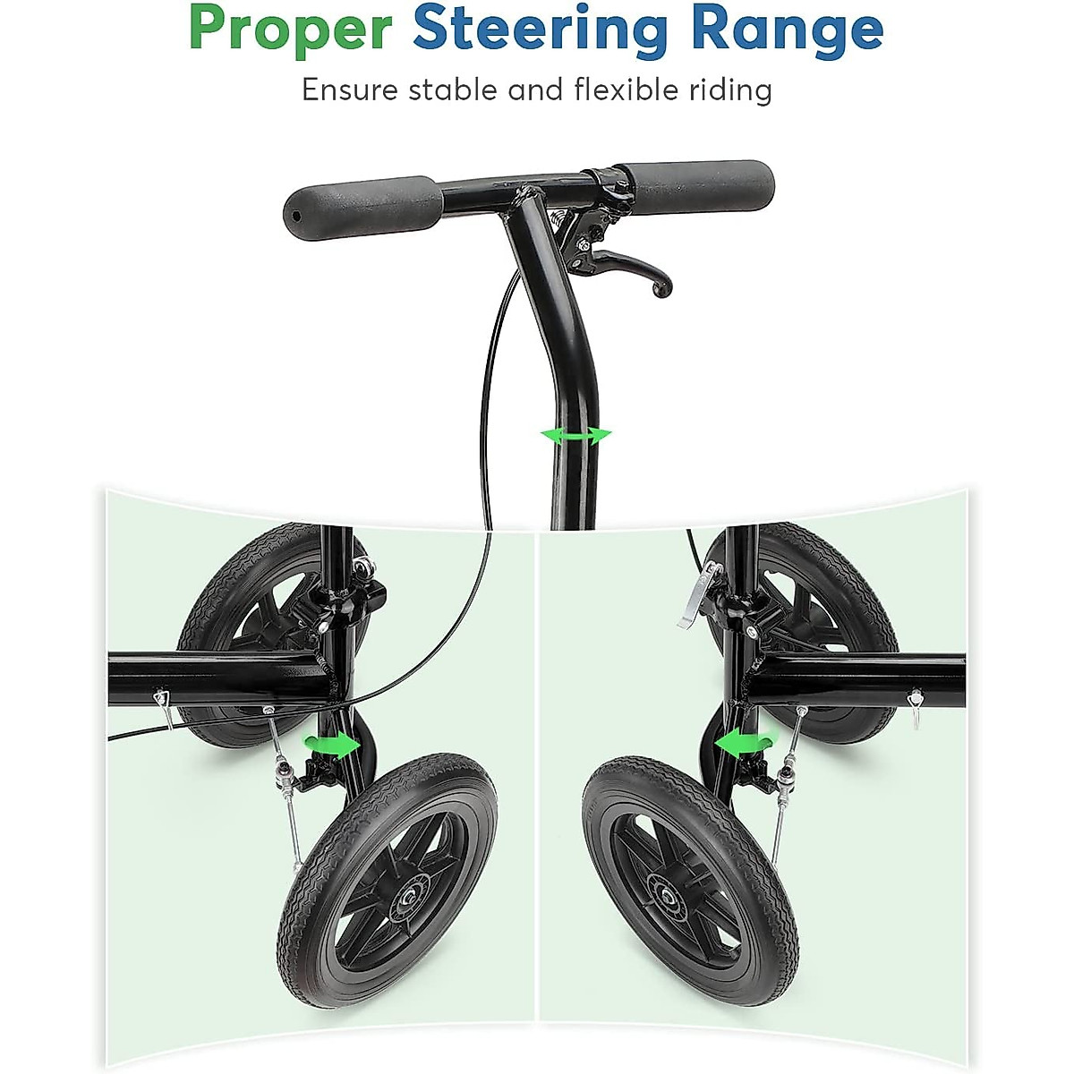 Knee Scooter, All Terrain Knee Scooter for Adults Steerable Knee Walker for Surgery, Broken Foot, Ankle Injuries Heavy Duty Crutches Alternative, Foldable-Knee-Scooter-Walker (Black)